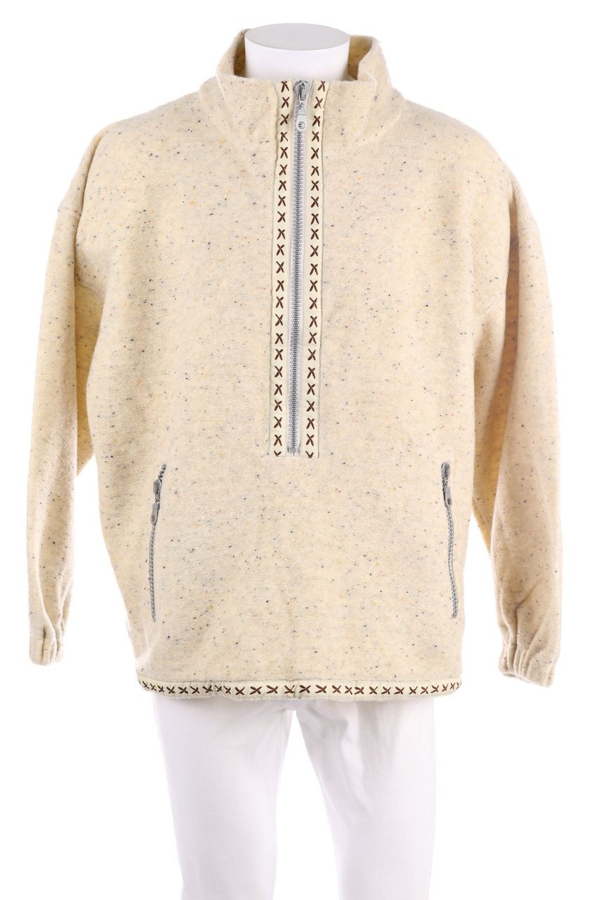 VINTAGE - Troyer-Fleece-Pullover mit Wolle - L secondhand kaufen: nur